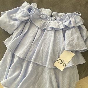 Zara | Tops | Zara Ruffled Top Off Shoulder | Poshmark